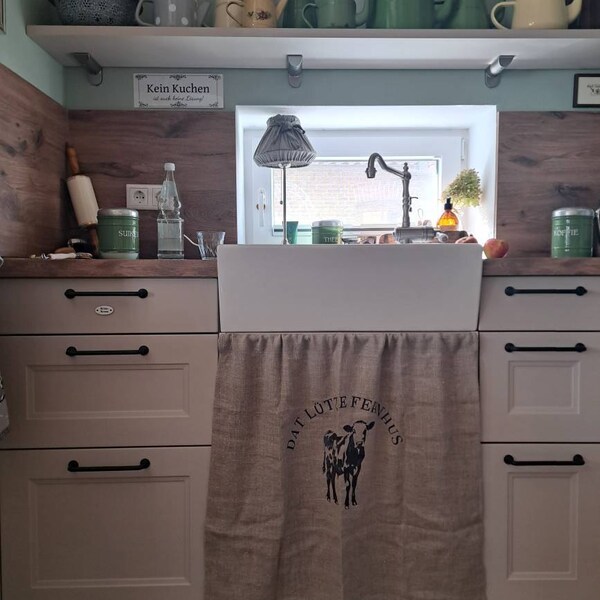 Natural Linen Cafe Curtains in Classic Gingham, Custom Size Farmhous ...