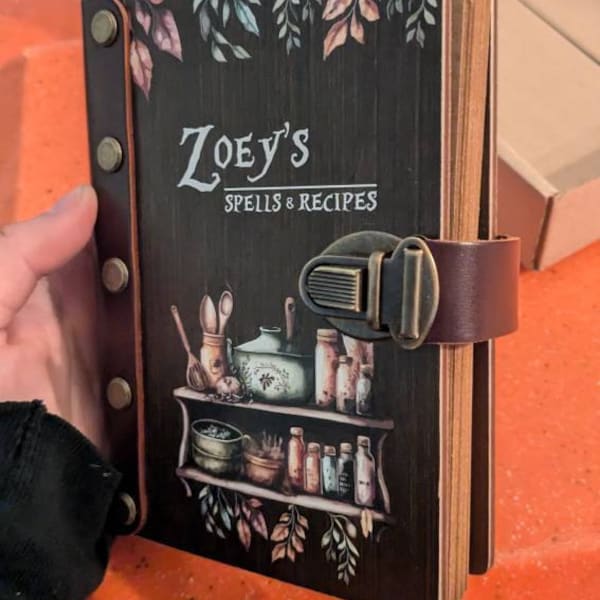 Personalized Halloween Recipe Book Wooden Recipe Binder Witch Recipe ...