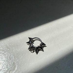 Spiked Septum Ring Punk Nose Ring Piercing 16G Cartilage Hoop Earrings ...
