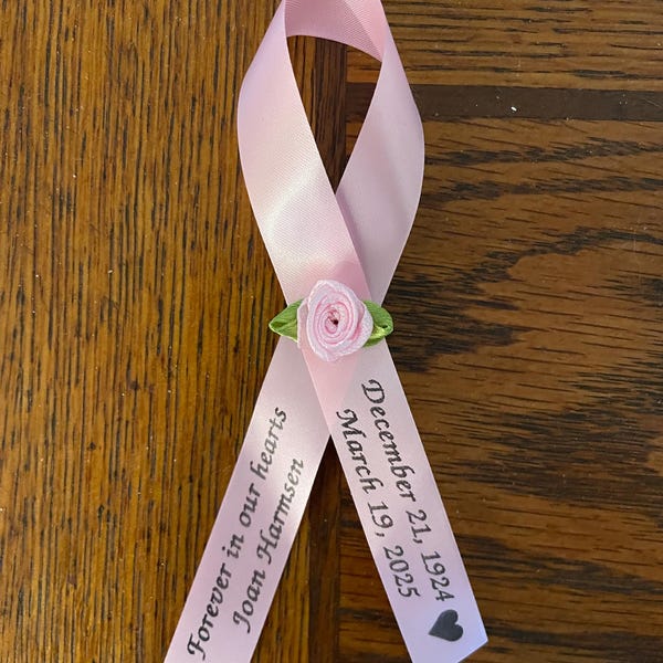 Personalized Memorial Ribbons With Pins for Funeral or Celebration of ...