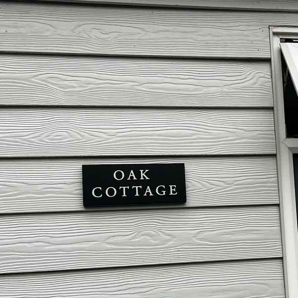 Matte Black House Sign With Wood Effect Lettering – Custom House Name ...