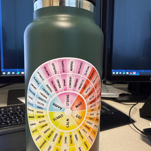 Feelings Wheel Sticker, Therapist Sticker, Emotions Wheel Sticker ...