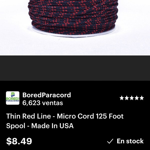 Firefighter Red - Micro Cord 1.18mm 125 or 1000 Foot Spool - Made in ...