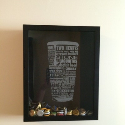 Beer Cap Shadow Box Craft Beer Typography Shadow Box Beer Bottle Cap ...