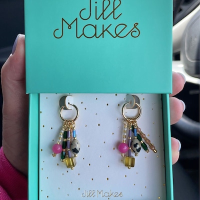 Colorful Dangle Earrings, Beaded Charm Earrings, Colorful Hoop Earrings ...