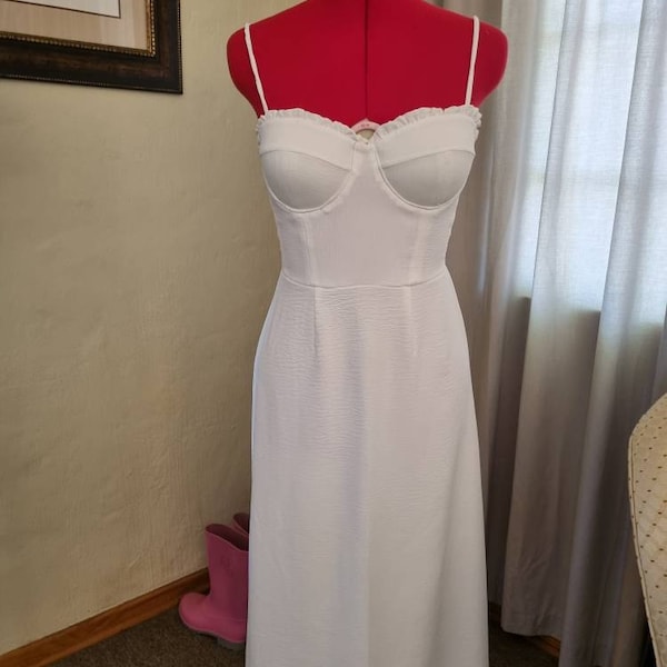 A Line Dress With Side Slit Pattern | Spaghetti Strap Dress | Thigh ...