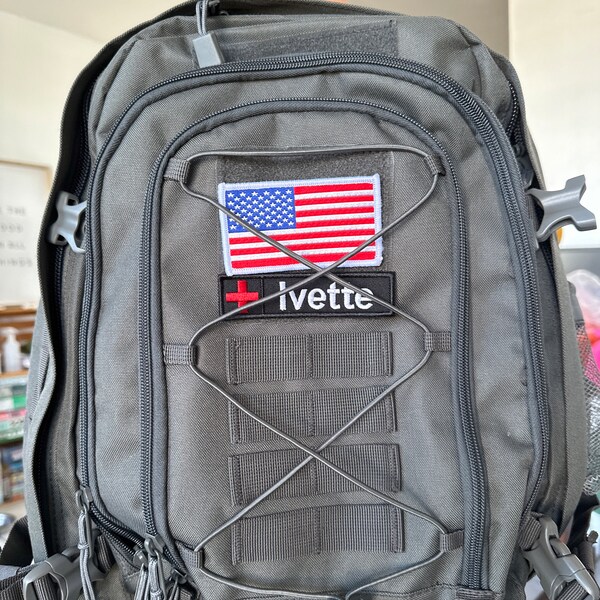 Red Cross Medic Custom Name Text Patch Firs Aid Paramedic Hook Backing ...