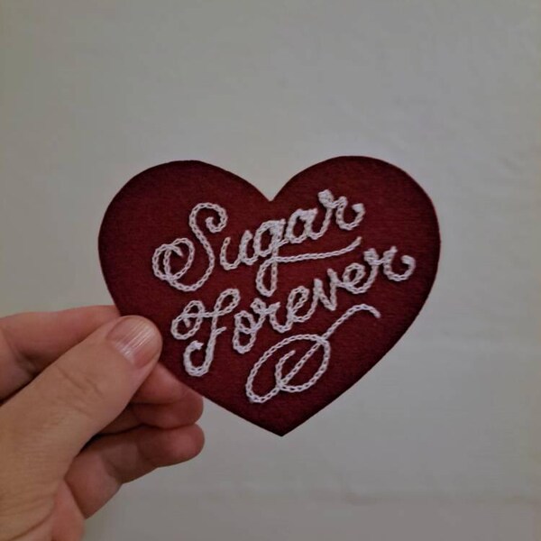 Custom Cursive Script Heart Patch - Embroidered Chainstitch Patch - Etsy