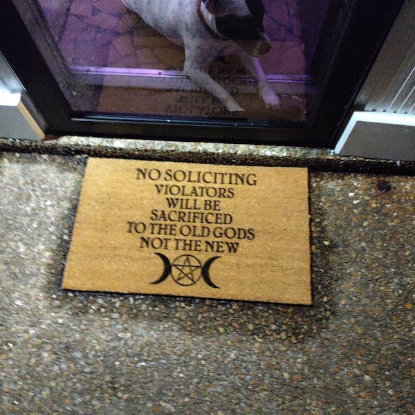 No Soliciting Old Gods Not the New Wiccan Witch Pagan Coir Doormat Door ...