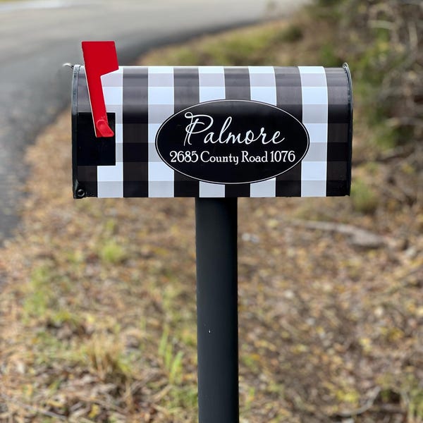Custom Address Mailbox Covers Magnetic - Personalized Plaid Mailbox ...
