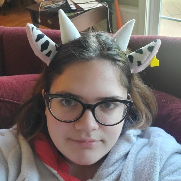Dairy Cow Horns and Ears + Tail Costume / Cosplay Ears Headband and ...