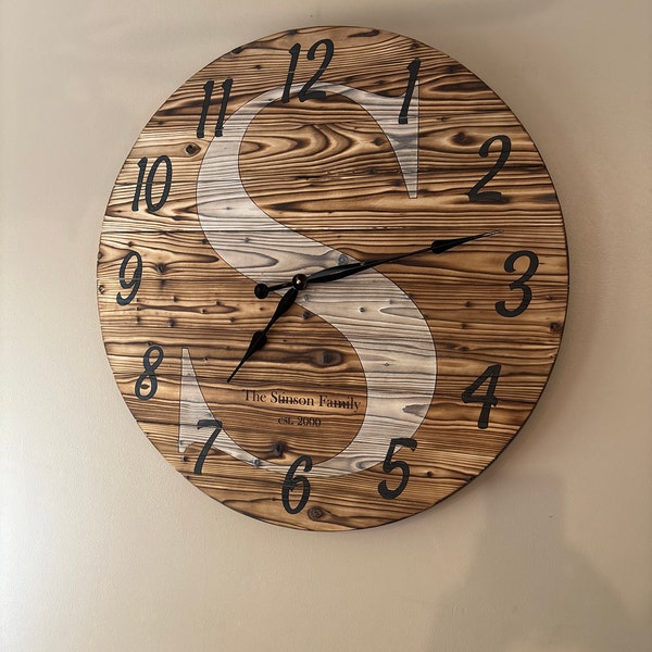 Handmade Wood Wall Clock, 12 to 30, Various Colors, Rustic Clock ...