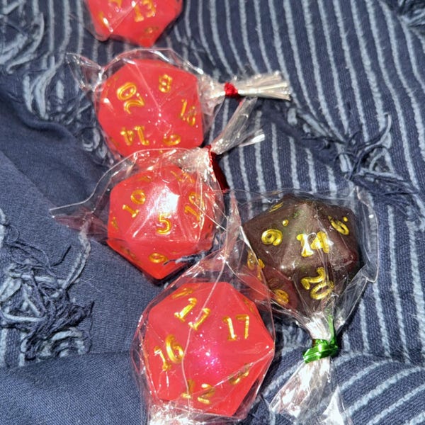 D20 Dice Lollipop Set of 4 - Board Game/ D&D Party Themed Birthday ...