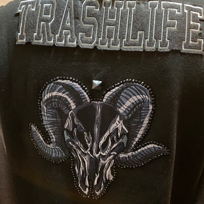 HUGE Black Wicked Ram Skull Patch Iron on Patch or Sew on Pagen Punk ...