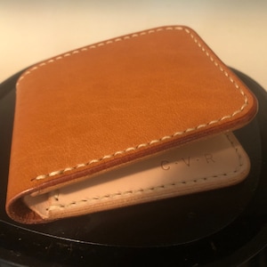 Natural Vegetable Tanned Leather Wallet, Bifold Wallet, Handmade, Full ...