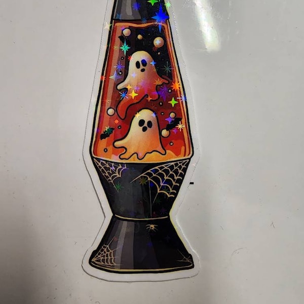 Spooky 70s Lava Lamp Halloween Sticker in Purple | Holographic Creepy ...