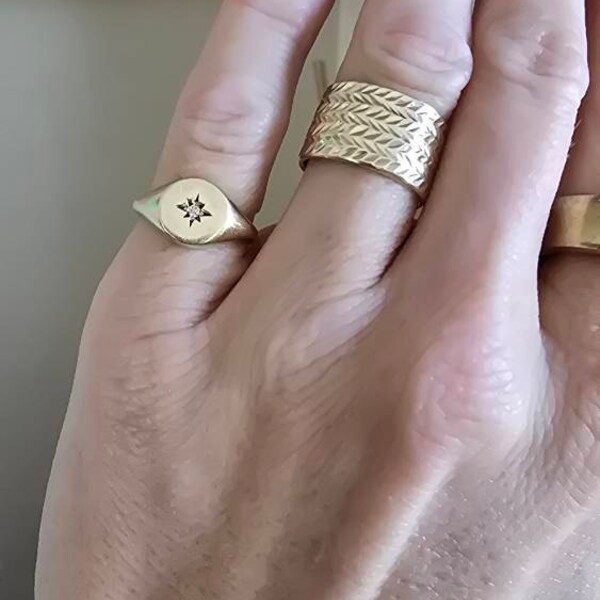 14k Solid Gold Moon Ring, Real Gold Premium Crescent Ring, Unique ...