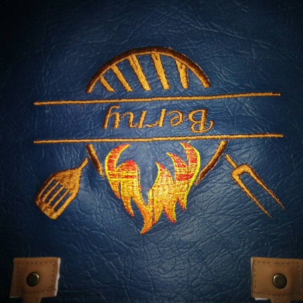 Grill Split Monogram Machine Embroidery Design, BBQ Embroidery Pattern ...