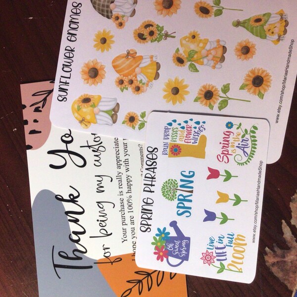 Sunflower Gnome Sticker Sheet, Gnome Stickers, Sunflower Stickers ...