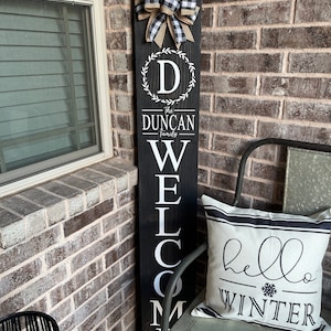 Monogram Welcome Sign for Front Porch, Personalized Last Name Sign ...