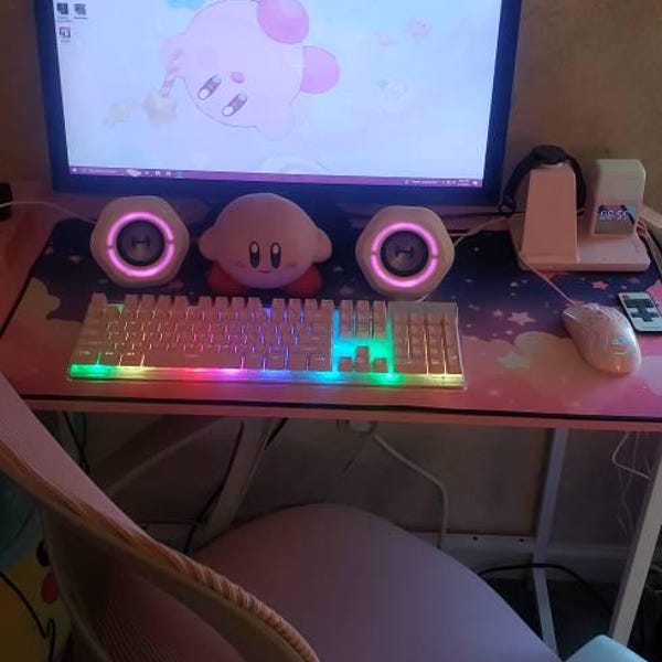 Mushroom Deskmat Anime Cat Mouse Pad Cute Green XL Mousepad Cat Desk ...