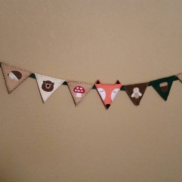 Woodland Nursery Bunting Banner Decor Sewing Pattern, Woodland Garland ...