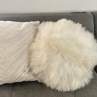 Sheepskin Fur Pillow Real Fur Pillow Round Fur Pillow Round - Etsy