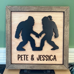 Bigfoot Couples Name Sign, Personalized Home Decor for Bigfoot Lover - Etsy