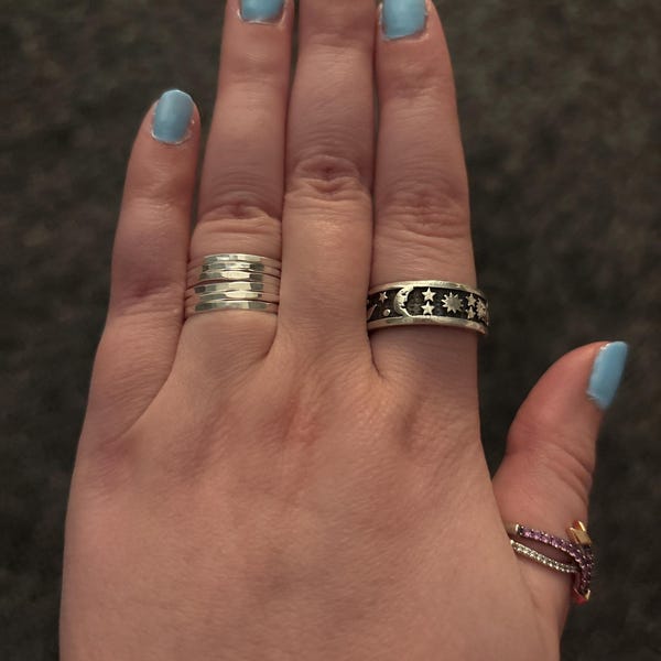 Set of 8 Tri Color Stacking Rings - Sterling Silver, 14K Rose Gold ...