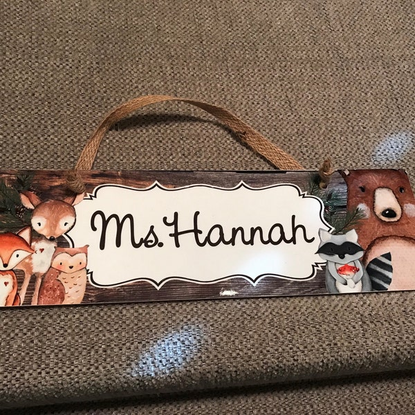 Woodland Animals Classroom Door Sign, Personalized Teacher Door Sign - Etsy