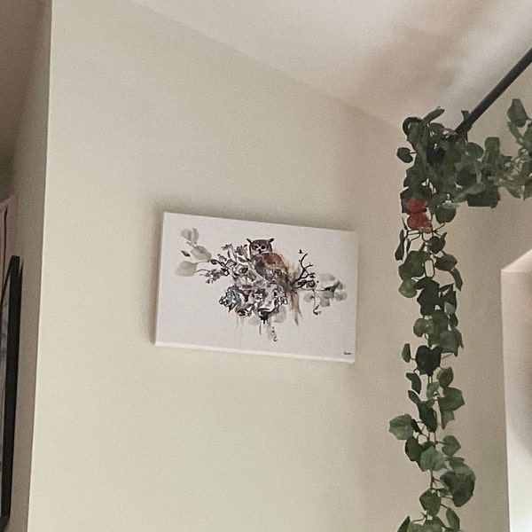 Large Boho Wall Art Print, Original Owl Painting, Owl Decor, Bohemian ...
