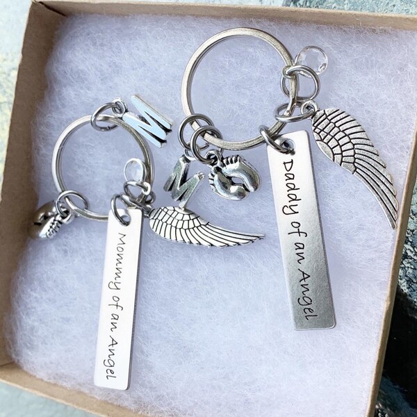 Baby Angel Keychain Set, Mommy's Keychain, Daddy's Keychain, Father's ...