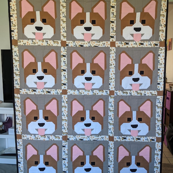 Corgi Quilt Block Pattern Dog Puppy PDF- Instructions for 6 Inch, 12 ...
