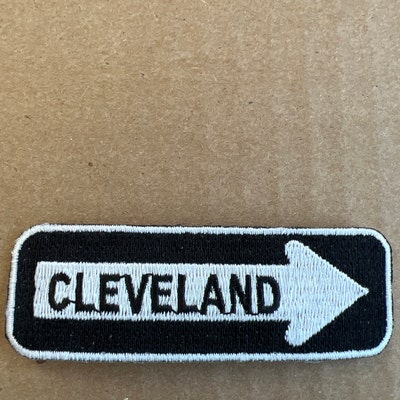 CLEVELAND ROAD SIGN Patch Embroidered Iron-on Applique One Way Highway ...
