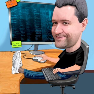 Programmer Gift Caricature Portrait From Photo / Gift for Coder ...