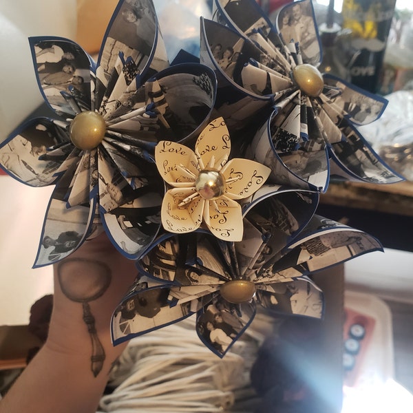 Memory Bouquet- Paper Flowers, Origami, Use Your Photos, Baby ...