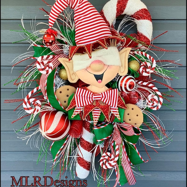 Christmas Elf, Santas Helper, Elf Wreath Attachment, Whimsical Elf ...