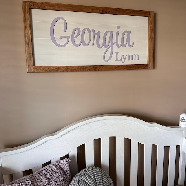 Wood Boy Crib Name Sign, Large Custom Baby Name Sign, Nursery Art Wall ...