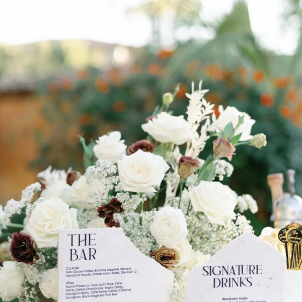 Marble Stone Bar Sign | Wedding Unique Signage | Menu Sign, Drink Sign ...