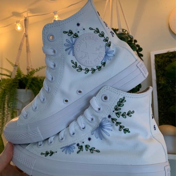 Hand Embroidered Converse Allstars| Wedding Sneakers | Custom Bridal ...
