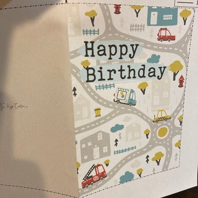 Printable Boys Happy Birthday Card Road Map Kids Birthday Card Cars ...