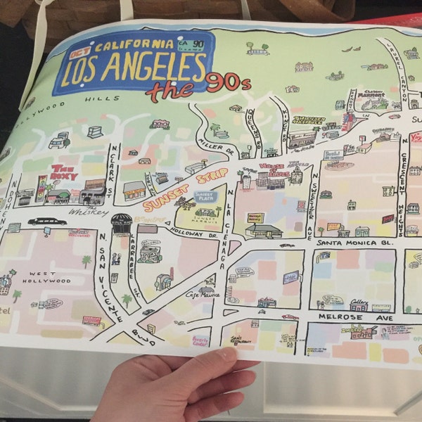 Los Angeles the Strip the 90s Retro Map Sunset Strip - Etsy