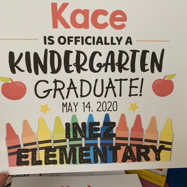 Editable Kindergarten Graduation Sign, Personalized School Sign ...