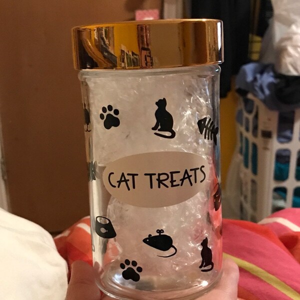 Personalized Cat Treat Jar: Glass Container With Window Lid - Etsy