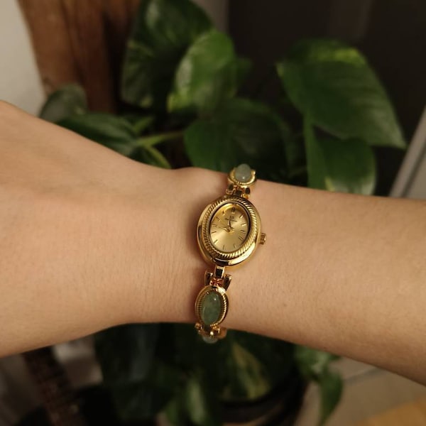 Vintage Women Watch, Gold Watch, Gemstone Watch, Dainty Watch, Vintage Watch, Dainty Gold Watch ...