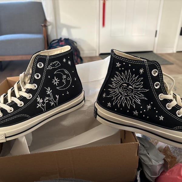 Custom Embroidered Sun & Moon Converse Chuck Taylor 1970s Sneakers - Etsy