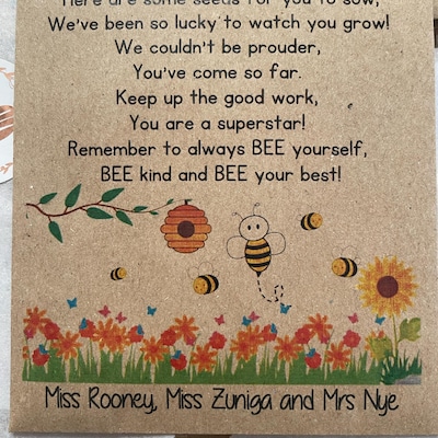 End of Year Gifts for Class Bee Friendly Seed Packet End of Term Gift ...