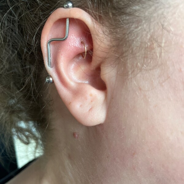 Helix Cartilage Earring Piercing - Long Curved Triangle Helix Ring ...