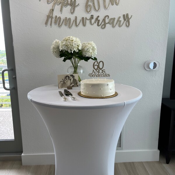 50 Años Amada Y Bendecida ,feliz Aniverario Cake Topper, Spanish Cake ...