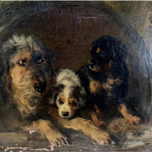 18th Century Young Couple in Love Oil Painting, 1700s Dog Portrait Oil ...